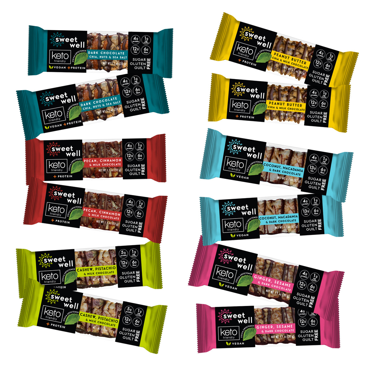 Keto Chocolate Bars Variety 12 Pack – Sweetwell Store